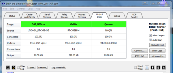 The Pushed-Out Streams tab (Output Data) - SNIP Support