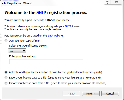 Activating Additional Stream Licenses - SNIP Support