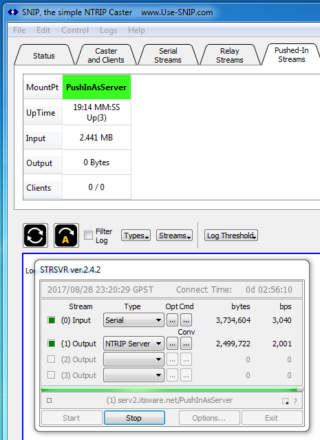 Using STRSVR from RTKLIB with SNIP - SNIP Support