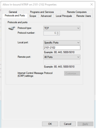 Setting Windows Firewall for NTRIP Use - SNIP Support